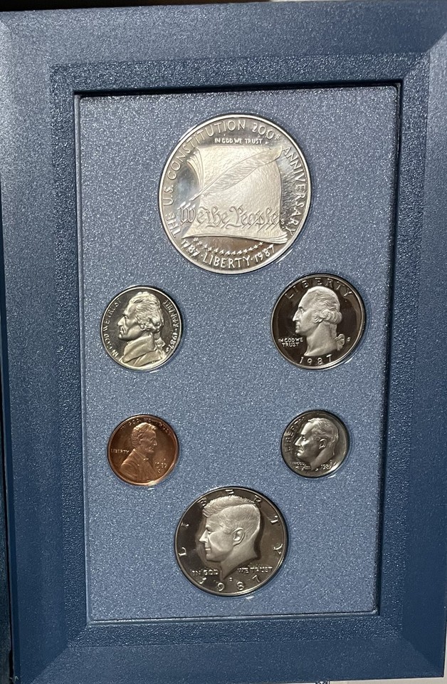 1987 US Mint Prestige Constitution Proof 6 Coin Set w Silver OGP w COA ...