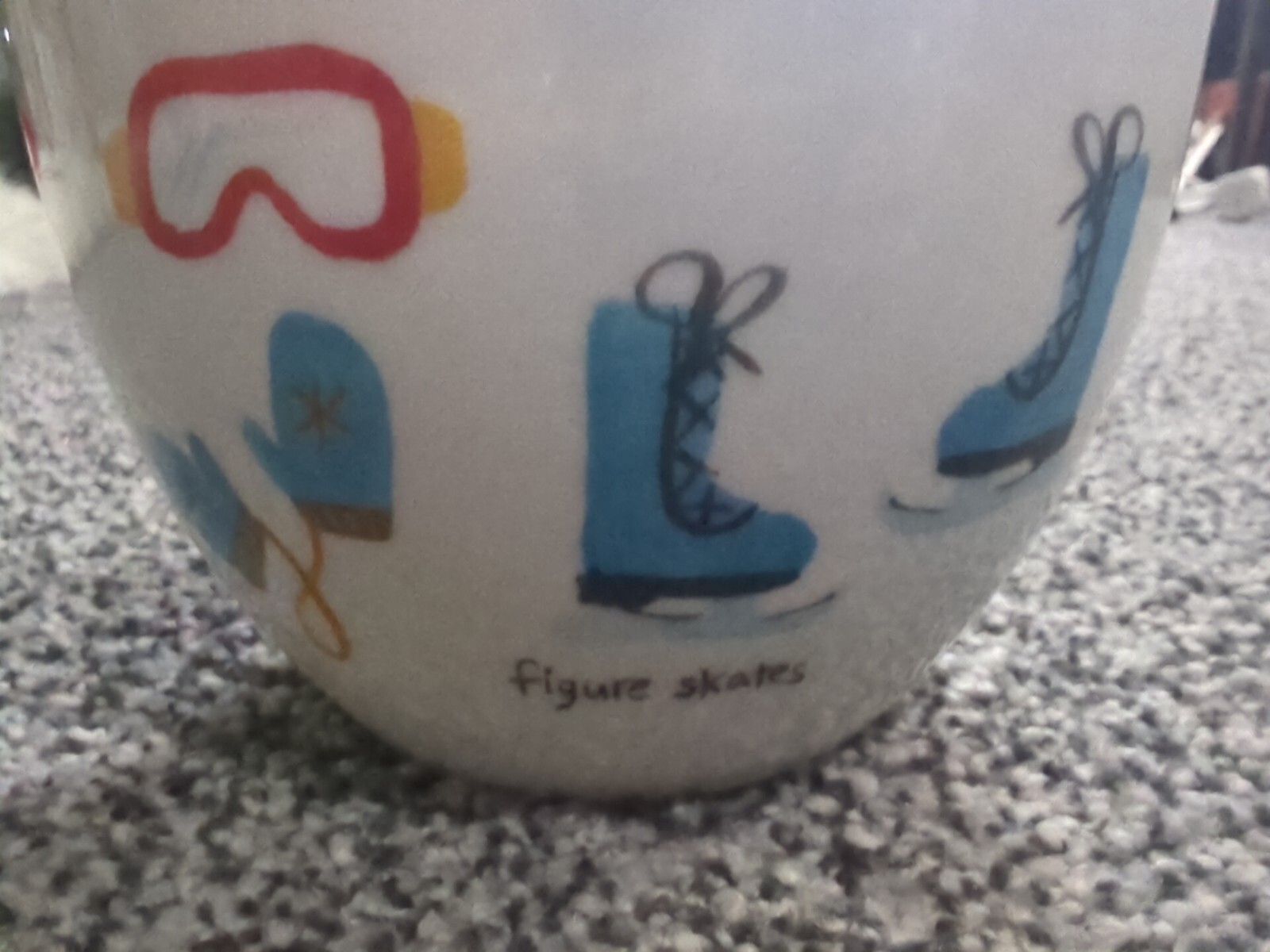 CRATE & BARREL Winter Collage BOWL Medium of nesting set Skis Skates ...