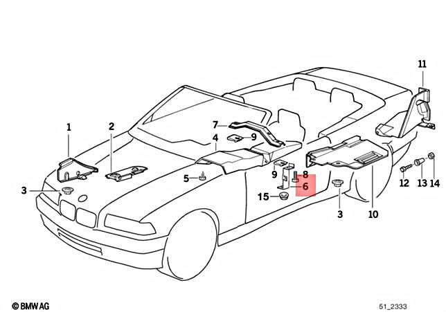 Genuine BMW Z3 E36 316i 318i Brkt Heat Shield/Park Brake Cable Left ...