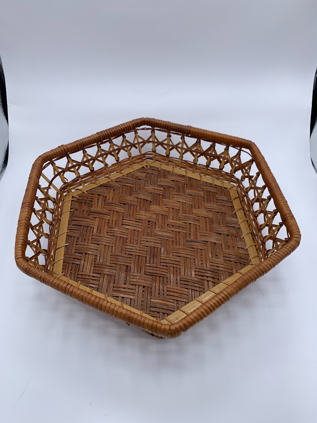 Hexagon Shaped Rattan Wicker Bamboo Woven Basket | eBay