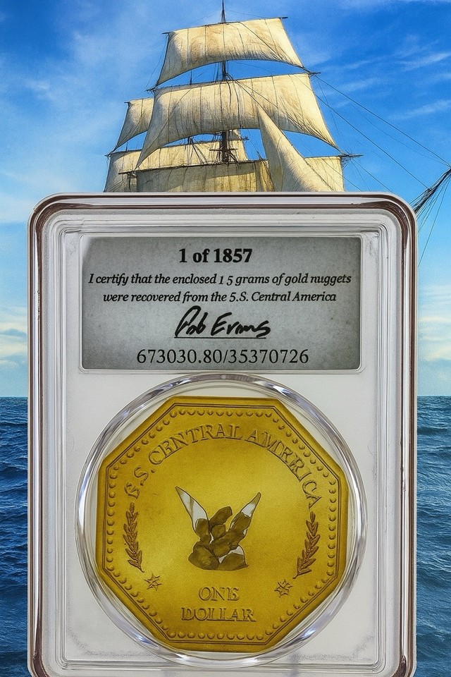 1857 SS Central America Ship of Gold $1 Coin – 1.5g Gold Rush Nugget ...