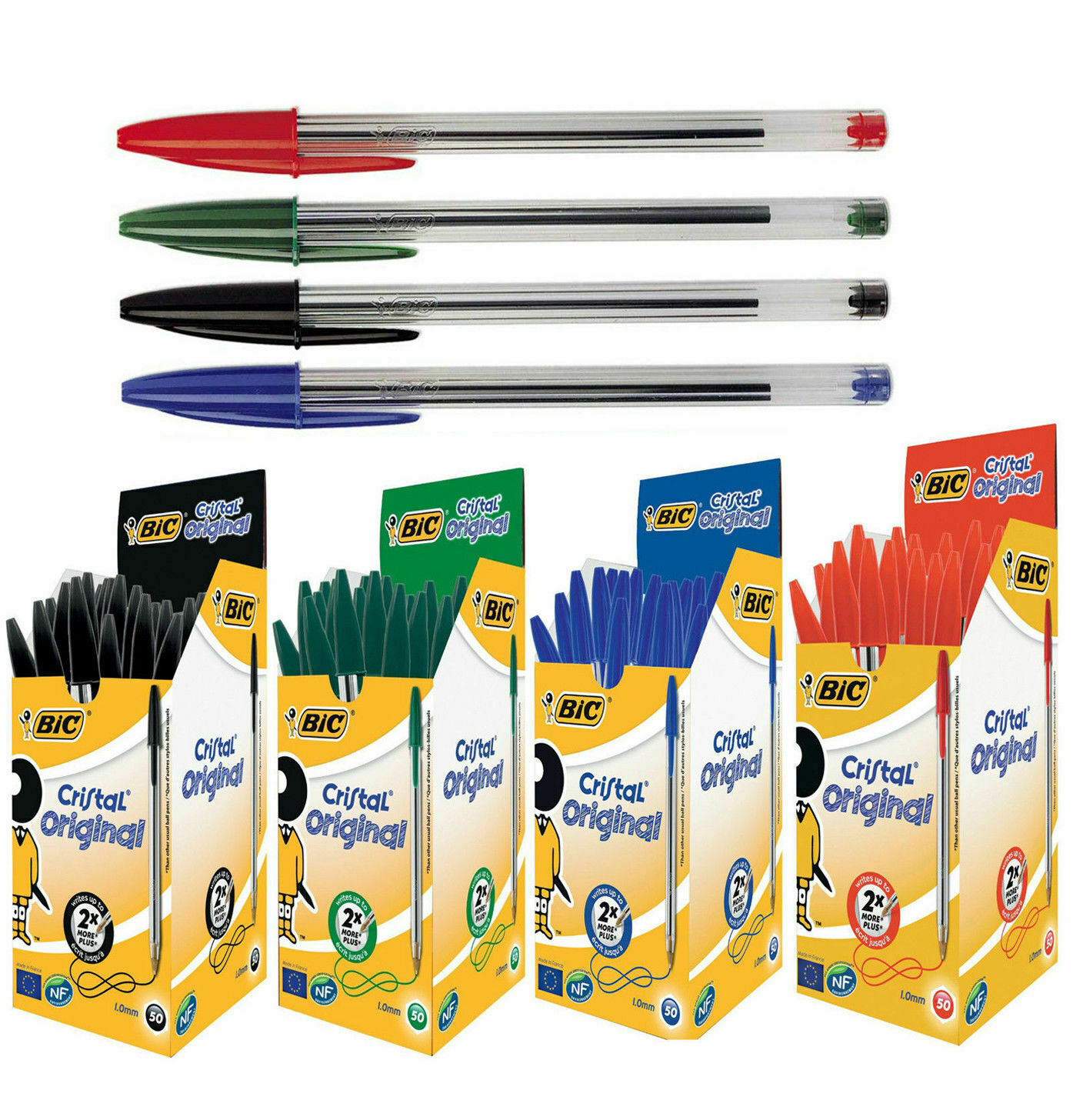 BIC PENS CRISTAL MEDIUM BALL POINT PEN BIROS 1.0MM ORIGINAL BLACK BLUE ...
