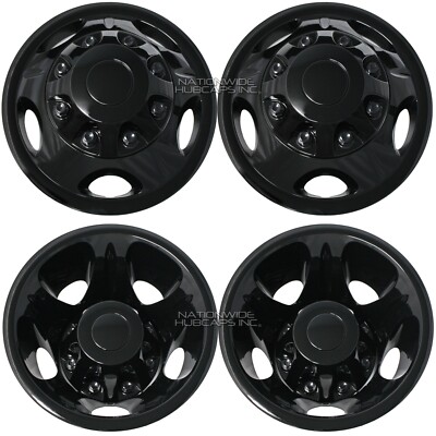 4 Black 2011-2025 Silverado 3500 17" Dually Wheel Simulators Dual Rim ...