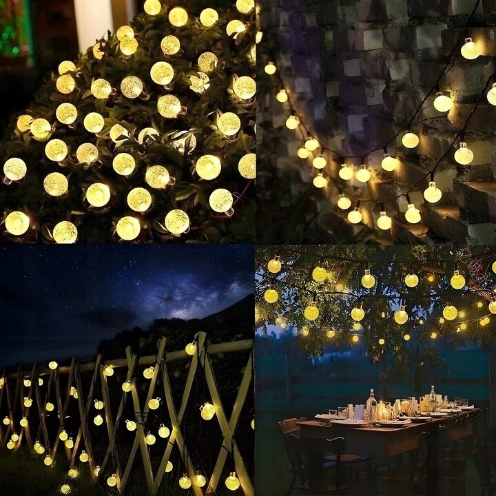 Girlande Solar LED Lichterkette Gartenlaternen warme Farbe Außen Garten ...