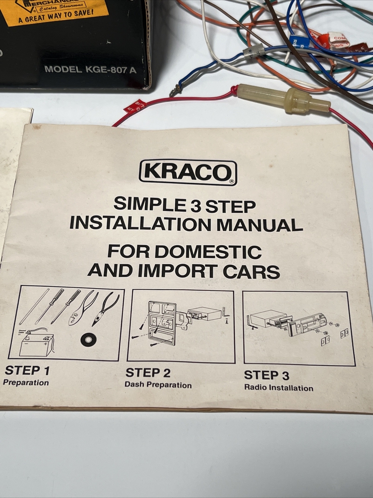 Kraco Car Stereo KGE-807A Cassette Player Radio Am/Fm Box Manuals Parts ...