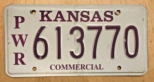 KANSAS PWR COMMERCIAL LICENSE PLATE " 613770 " KS POWER SEMI IRP PRO ...