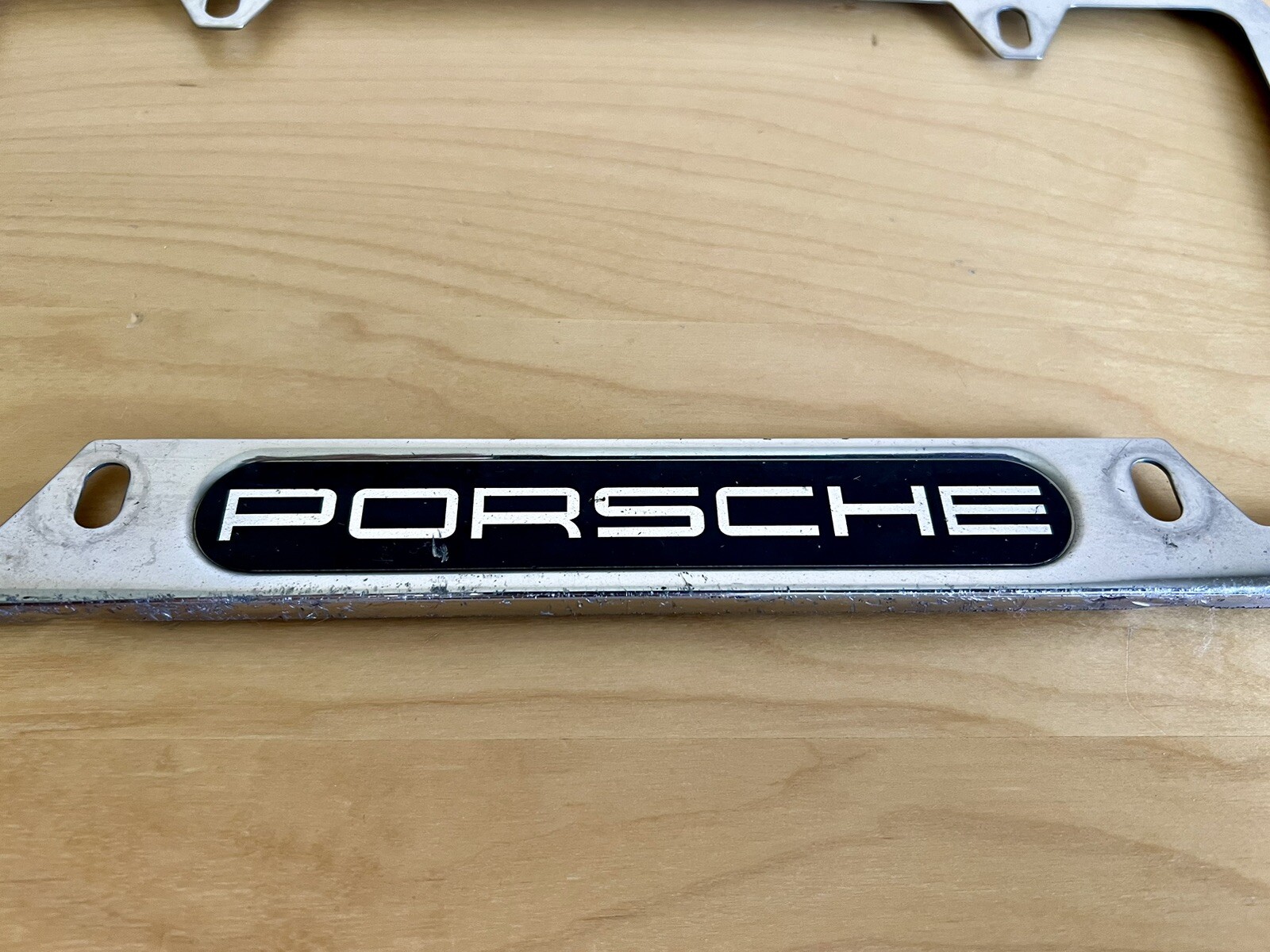 PORSCHE Chrome METAL VINTAGE License plate FRAME used | eBay
