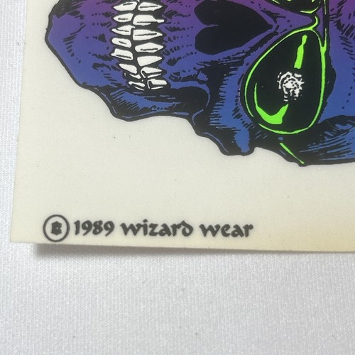 RARE Vintage '89 Wizard Wear Scull Skeleton Neon Blacklight Sticker | eBay