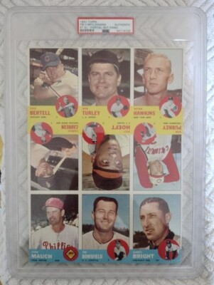 1963 Topps Partial Sheet 9 Card Salesman Panel PSA POP 1 ! | eBay