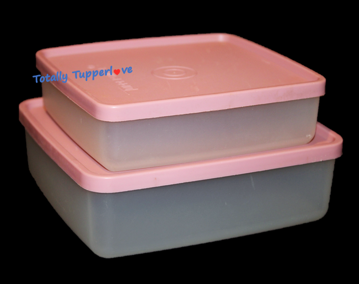 Tupperware Set of 2 Square Aways Large Square Round Keepers Dusty Rose ...
