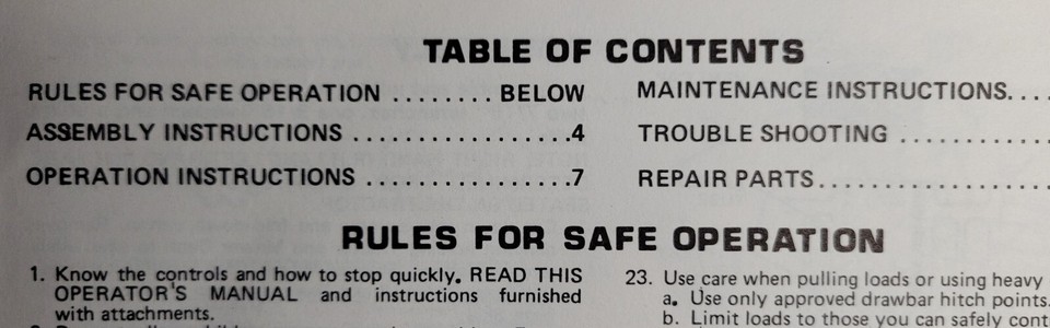 Sears 1986 Craftsman GT/18 6 Lawn Garden Tractor Owner & Parts Manual ...