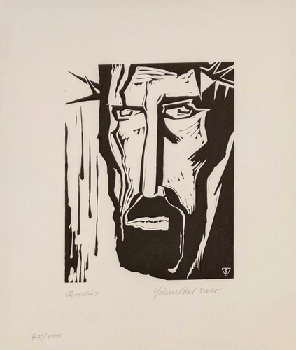 Schneider-Sato Jesus Christus Holzschnitt Signiert Messias Christentum ...