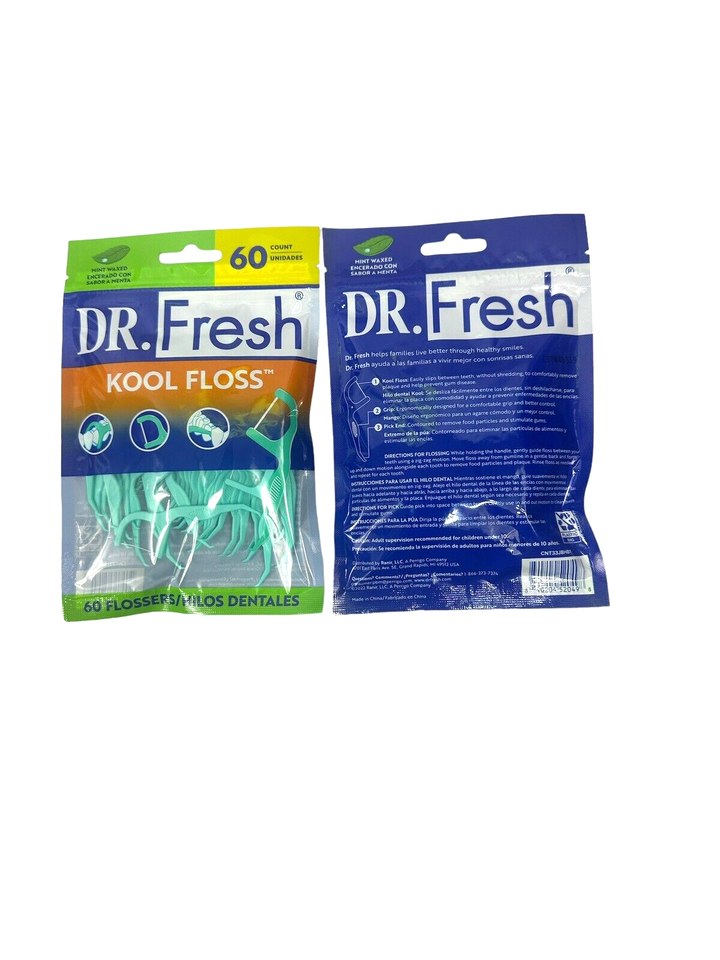 3 Pack Dr. Fresh Kool Floss, Mint Waxed Dental Flossers, 60 Count | eBay