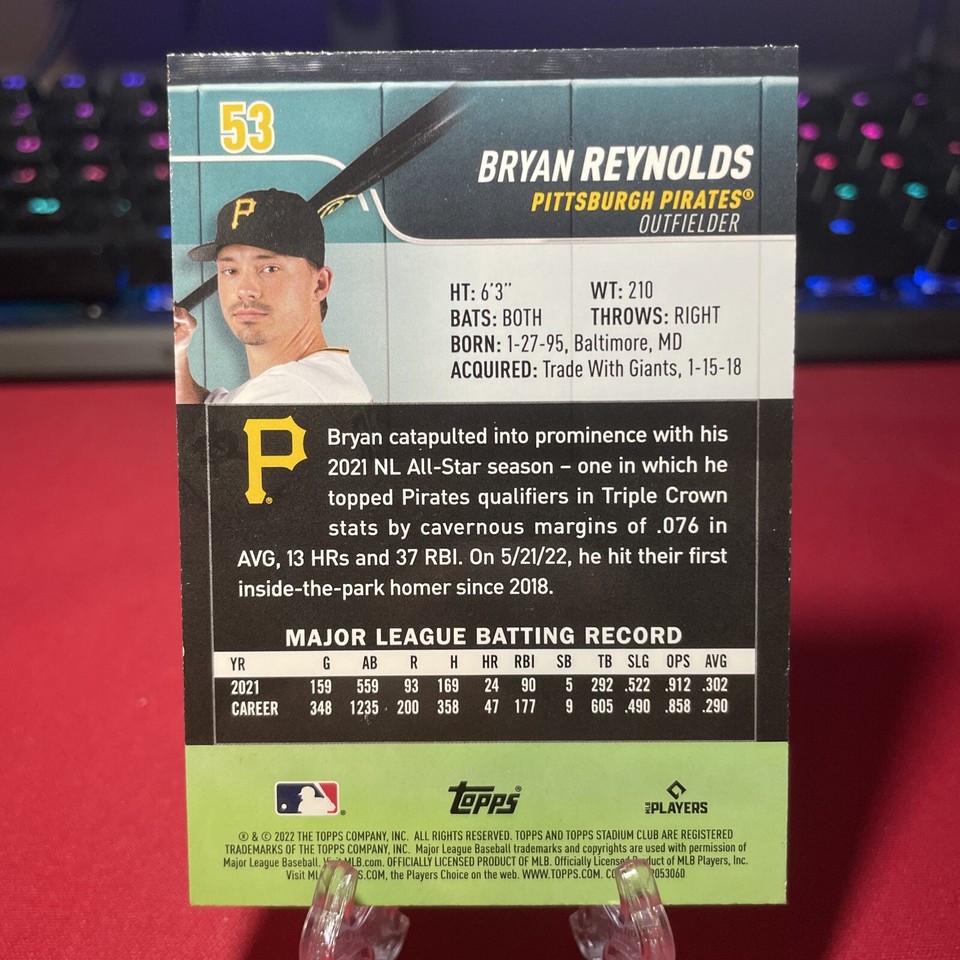 2022 Topps Stadium Club Bryan Reynolds Card #53 Pittsburgh Pirates A766 ...