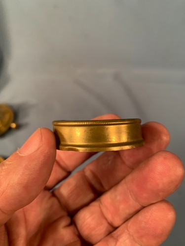 Vict European Brass Oil Lamp Collar 1&1/16 inches wide threads 1&13/16 ...