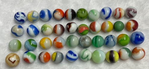 #6 Vintage Lot Of 40 Slag Swirl ? Glass Marbles .62” Range | eBay