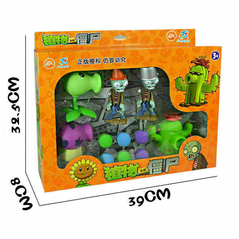 Plants Vs.Zombies Kits Toys Peashooter Bucket Zombie Action Figures Toy ...
