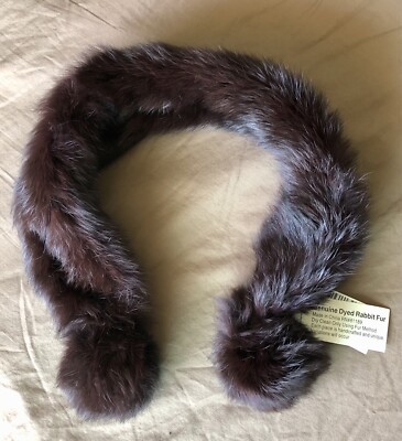 Genuine Rabbit Fur 30” Scarf/Stole Brand New w/tags Adjustable Dyed Red ...