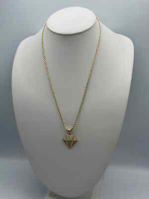 Gold Plated Diamond Shaped Pendant 24¨ Chain Necklace HIP HOP Iced | eBay