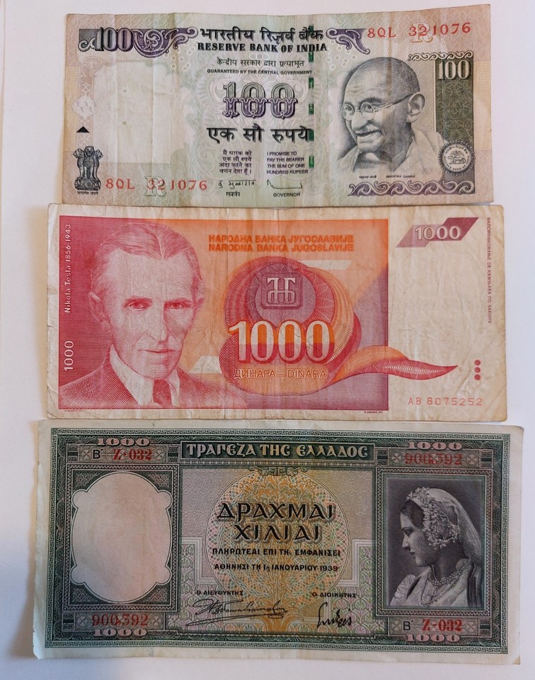 Lot of 9 Different Foreign Paper Money World Currency Banknotes - Set 5 ...