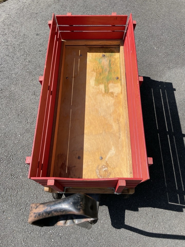 Radio Flyer 1980s Town & Country Wooden Wagon Red Pull Cart 34” x 16 ...