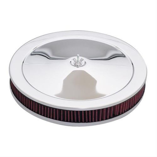 FITS MOPAR CHROME AIR CLEANER FLAT BASE RE-USABLE FILTER 14X2" 273 318 ...