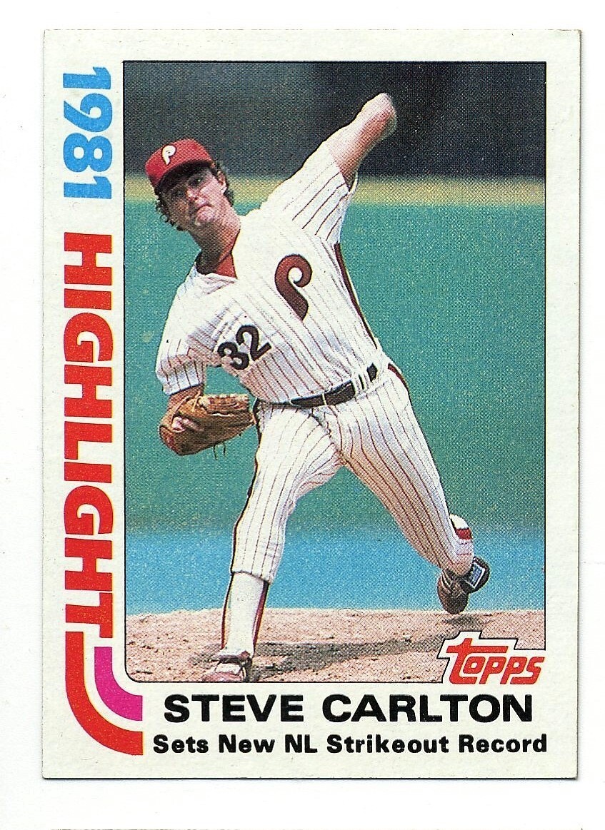 1982 TOPPS 81 HIGHLIGHT STEVE CARLTON NL K RECORD #1 MINT | eBay