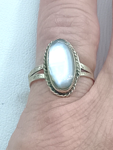 Alpaca Mexico Taxco Ring Silver Split Shank Twist Mother Of Pearl Inlay ...