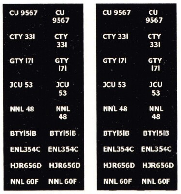 MODEL BUS TRANSFERS 1/76th SCALE 2 SETS OF 9 PAIRS TYNESIDE ...