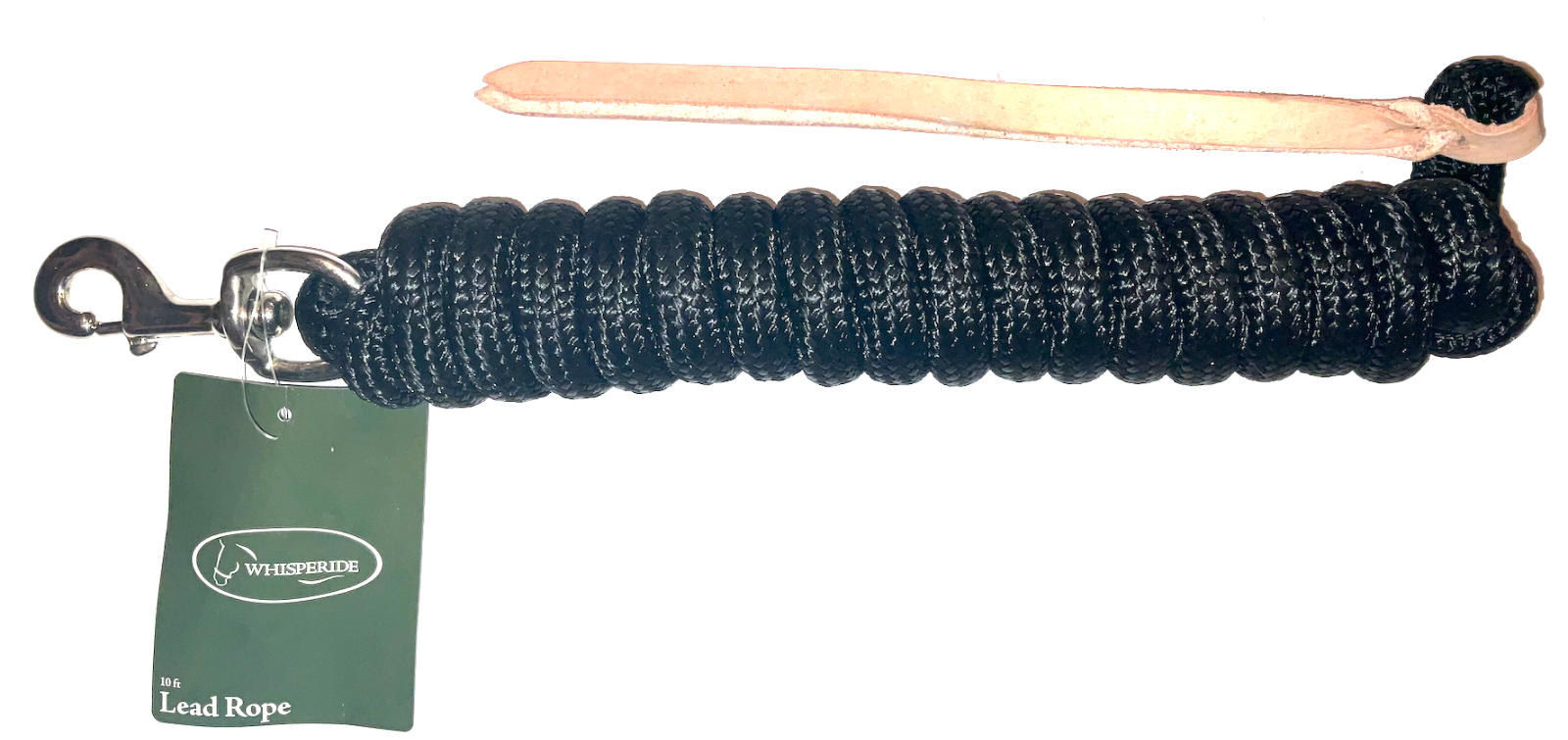 Whisperide 10' Black 9/16 Horse Lead Rope with Leather Popper, Bolt ...