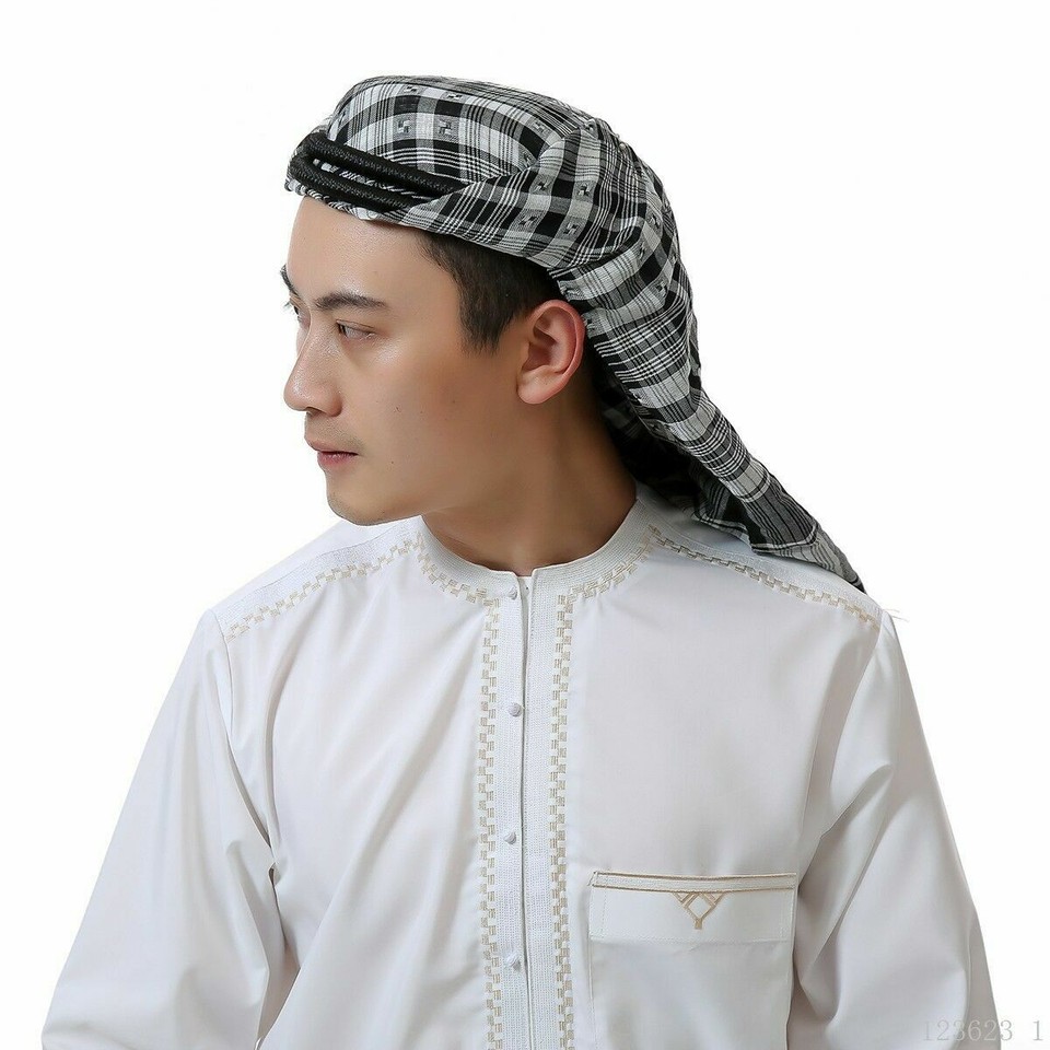 Men Islam Muslim Hijab Turban Arab Headwrap Scarf Shawls Caps Headscarf ...