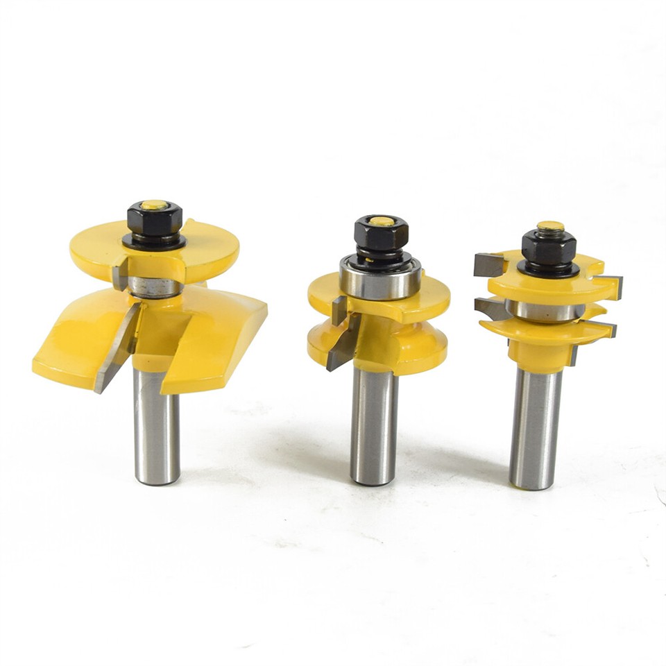 3Pcs Tongue and Groove Router Bit Tool Set 1/4 &1/2 Inch Shank Lock ...