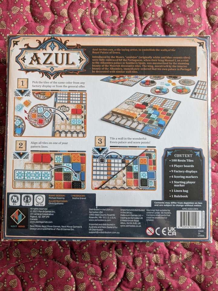 AZUL Board Game - Strategic Tile-Placement Game for Family Fun Game NEW ...