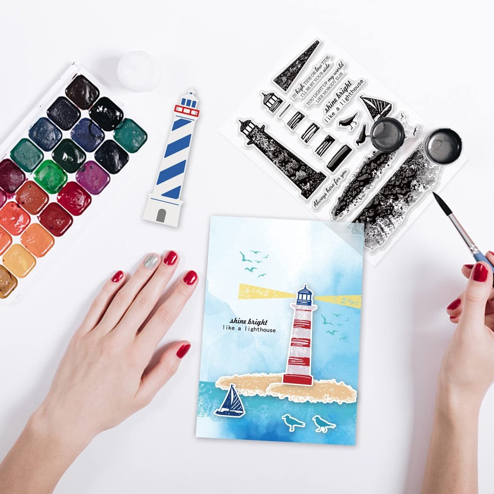 Lighthouse Stamps Dies Card Making Metal Cutting Stamping Set Seagull ...