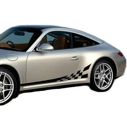 2 PCS Graphic Racing Flag Car Sticker For Porsche 911 997 Side Door ...