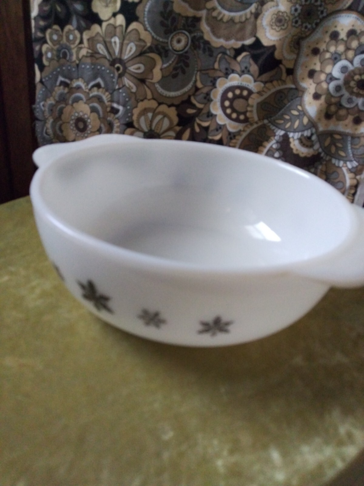 Vintage White Pyrex Casserole Dish with Black Snowflake Design | eBay