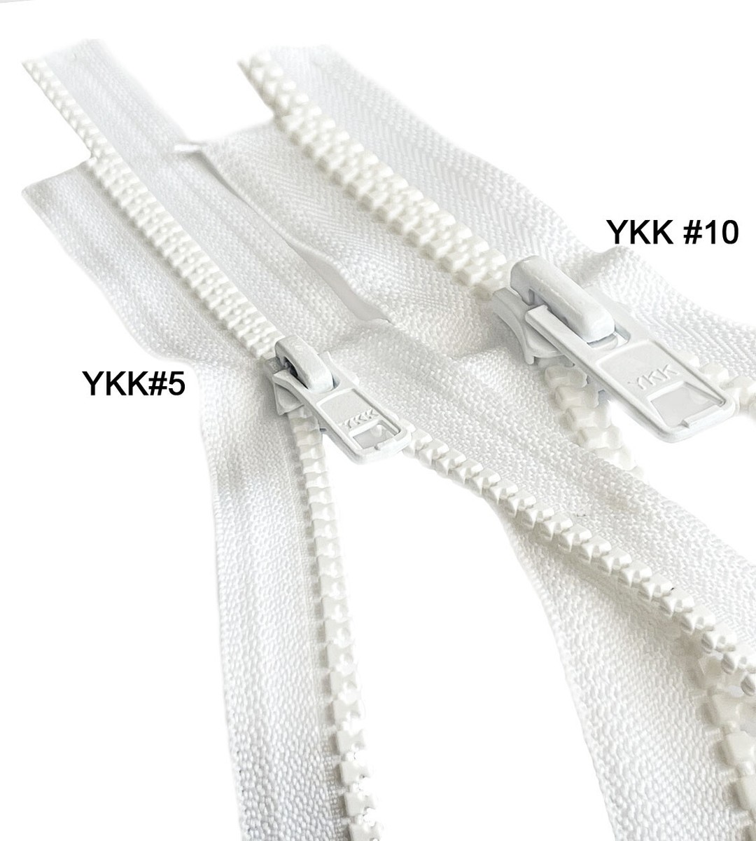 Ykk Finished Zipper 10 White Single Pull Vislon Chain YKK Vislon No.