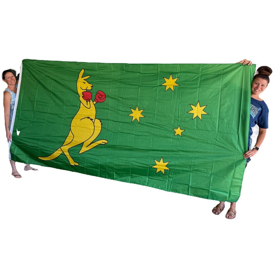 2 x LARGE KANGAROO BOXING Australia Flag Flags Australian Outdoor 5ft x ...