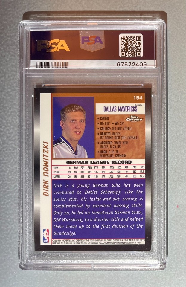 1998 Topps Chrome Refractors #154 Dirk Nowitzki RC PSA DNA Authentic ...