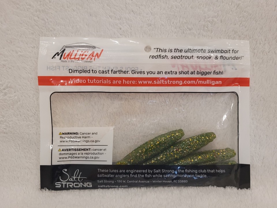 Salt Strong Mulligan Swimbait Lures, Green With Gold Speckles, 4 Pack ...
