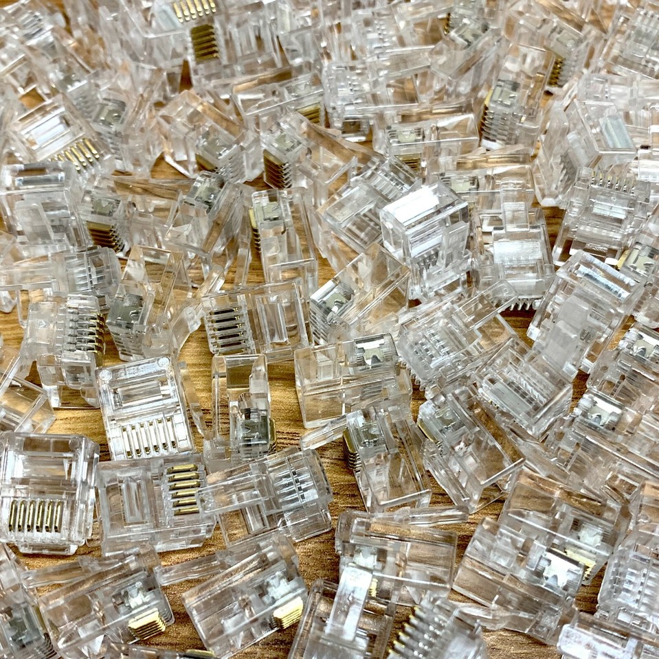 10x RJ12 6PIN 6P6C ADSL VDSL TELEPHONE CABLE CRIMP END CONNECTOR PLUGS ...