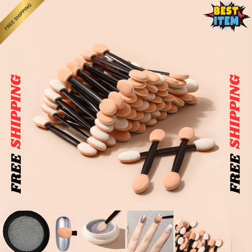 50Pcs Double-Ended Disposable Eye Shadow Sponge Magic Wand Brush Makeup ...