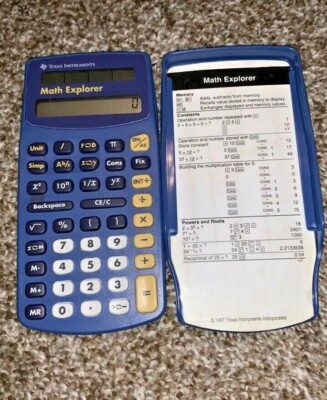 Texas Instruments Math Explorer Calculator with cover and formula card ...