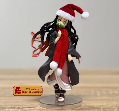 Anime DS Kamado Nezuko wear Christmas hat scarf cute Figure Statue Toy ...