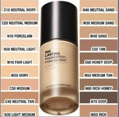 AVON Ink Lasting Foundation NIB - FREE SHIPPING ~ Color C40 Neutral Tan ...