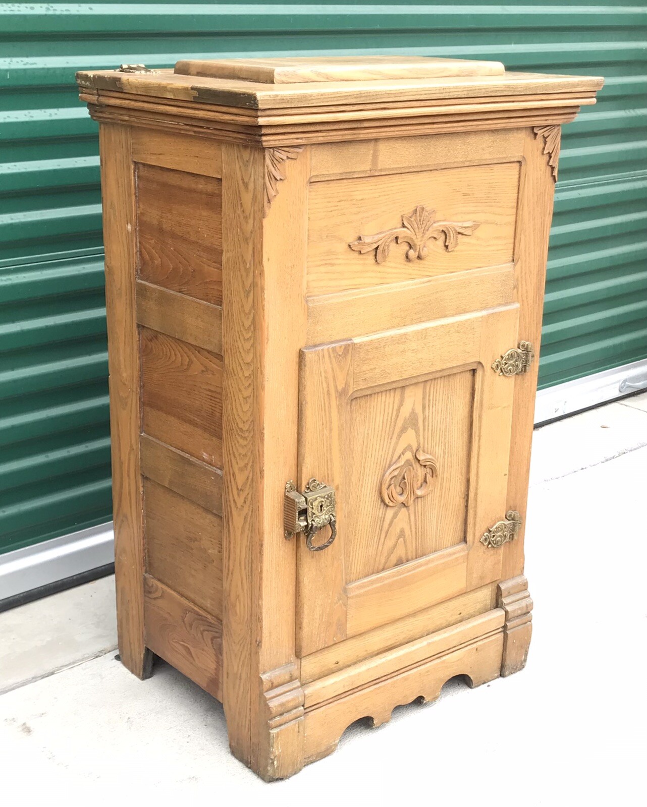 Vintage Antique Oak Raised Panel ICE BOX Cabinet Chest Wooden ICEBOX | eBay