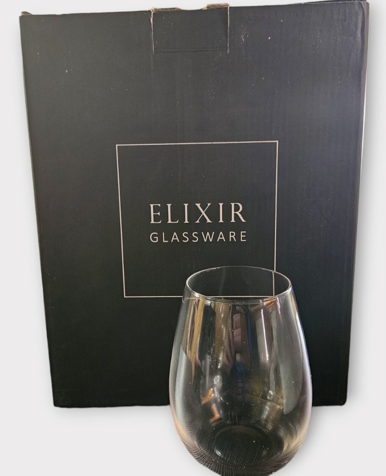 ELIXIR GLASSWARE Stemless Red Wine Glasses Set of 4 - Hand Blown ...