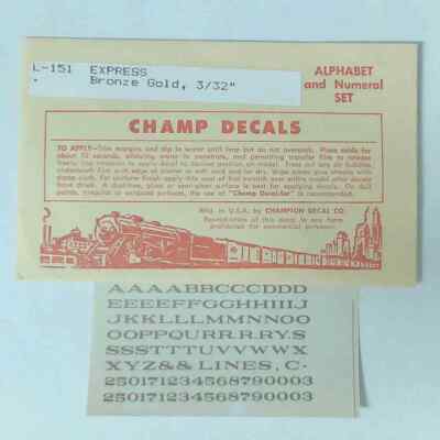 Champ Decals HO Scale: Alphabet and Numerals - Express - 3/32" - Bronze ...