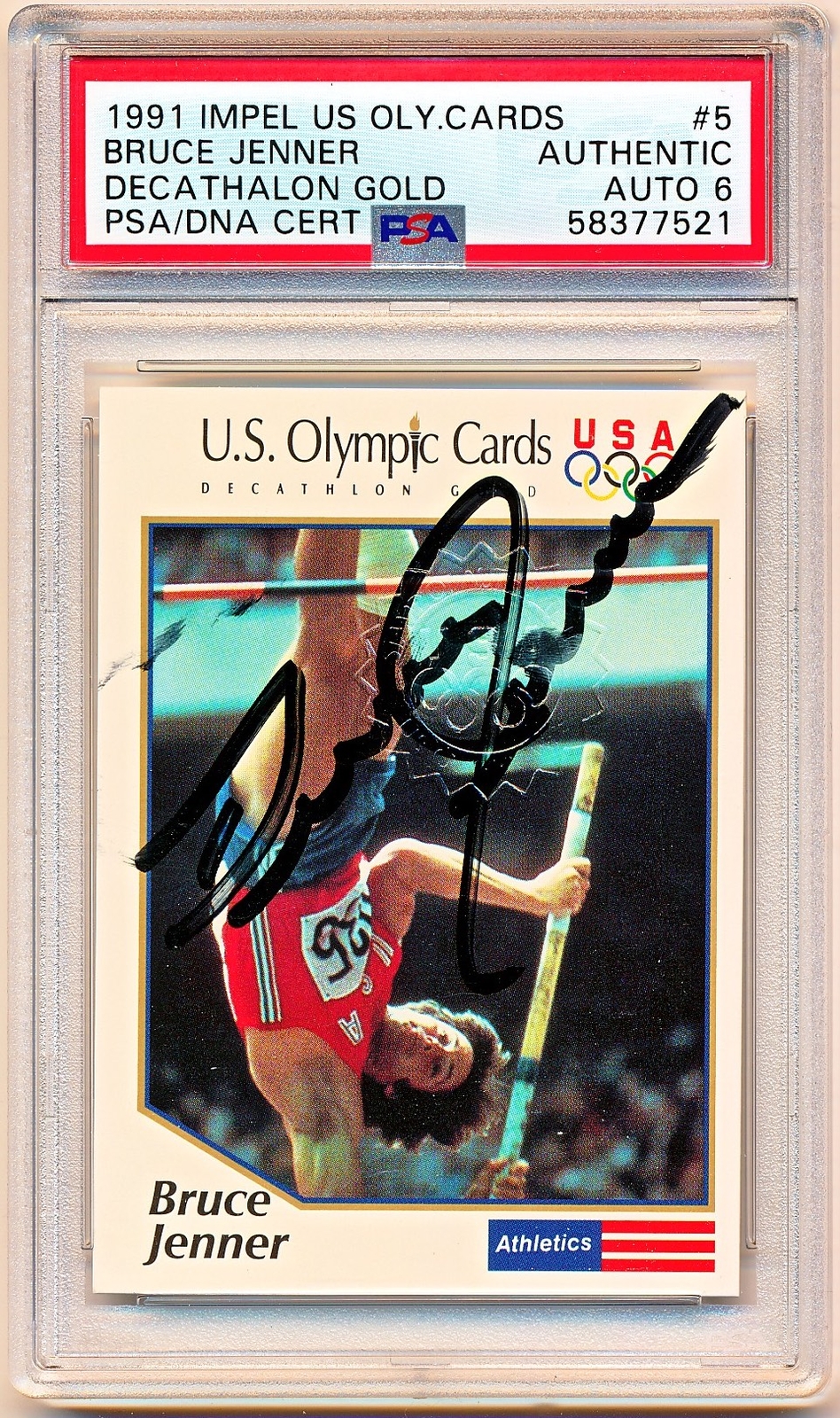 1991 Impel US Olympic Cards Bruce Jenner Decathalon Auto #5 PSA/DNA 6 ...