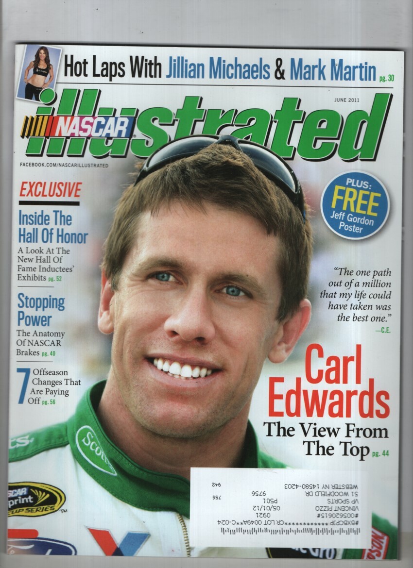 Nascar Illustrated W/ Jeff Gordon Poster Carl Edwards June 2011 ...